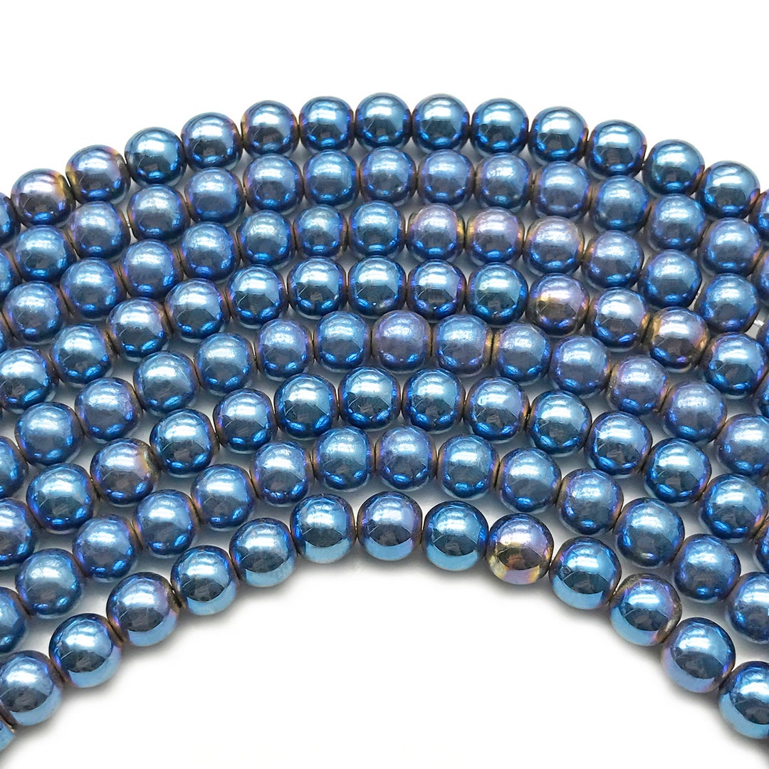 8mm Blue Hematite Beads, Round Beads, Hematite Jewelry - Etsy