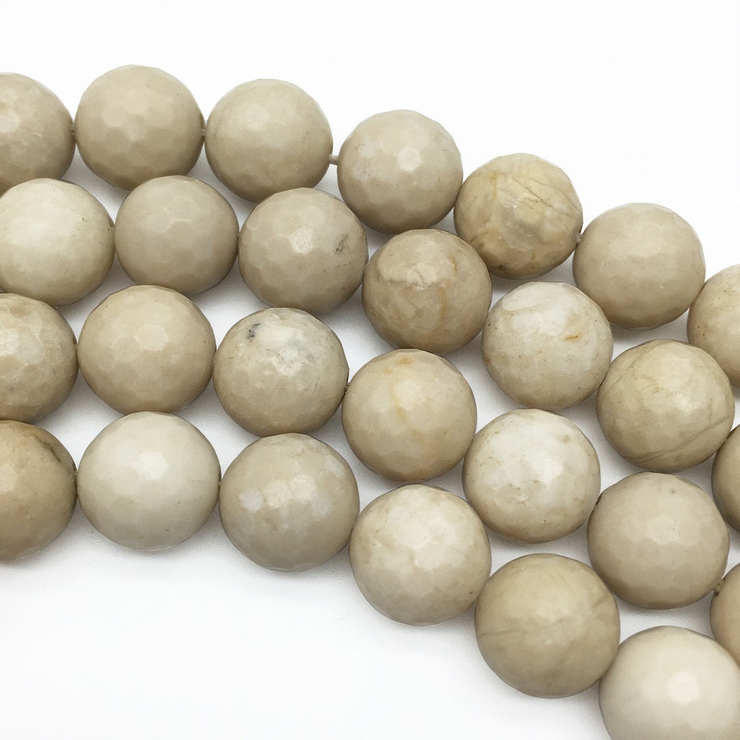 12mm Faceted Fossil Jasper Beads, Round Gemstone Beads, Wholesale Beads ...