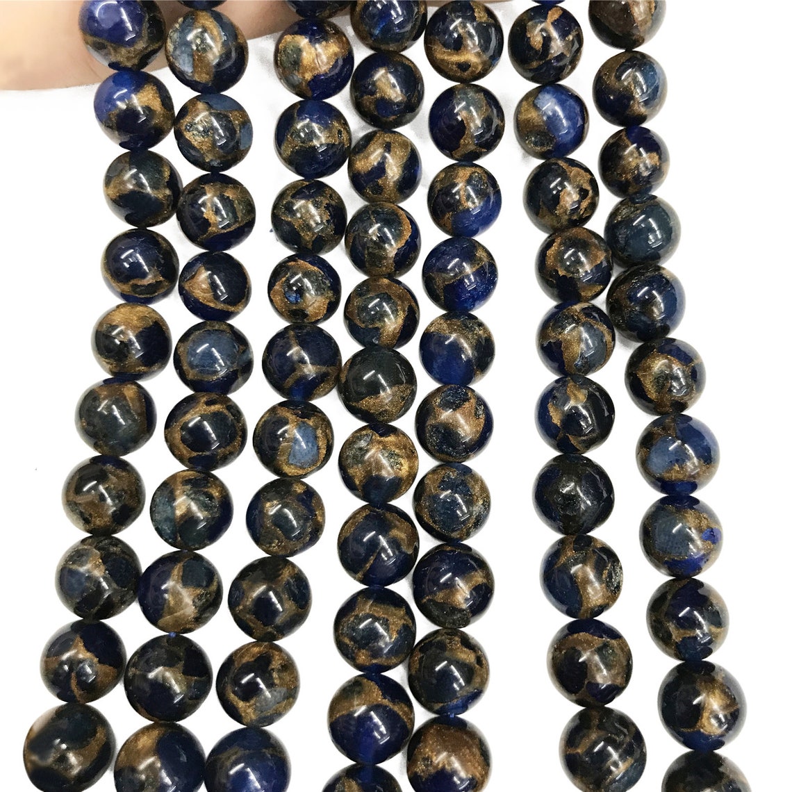 8mm Blue Mosaic Quartz Beads Round Gemstone Beads Wholesale - Etsy