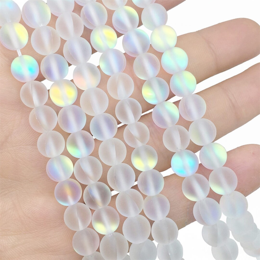 10mm Mystic Aura Quartz Beads Matte White Quartz Beads - Etsy