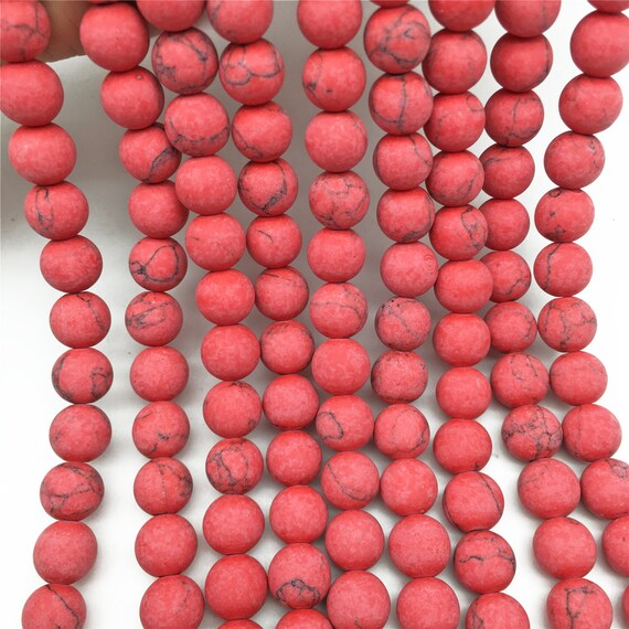 8mm Matte Red Turquoise Beads Round Gemstone Beads Wholesale | Etsy