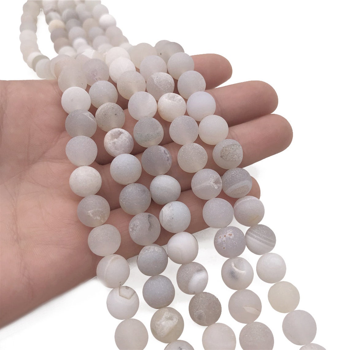 8mm Matte White Agate Beads Round Gemstone Beads Wholesale | Etsy