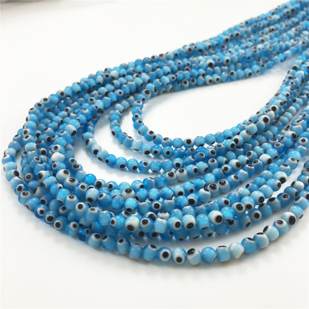 4mm Evil Eye Glass Beads Sky Blue Evil Eye Beads Wholesale Etsy