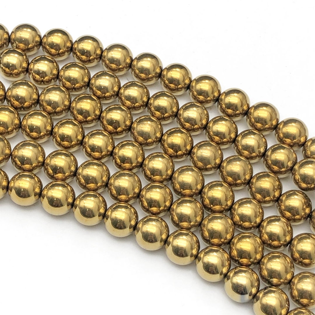 Gold Hematite Beads, Round Hematite Beads, Hematite Jewelry, 8mm, 10mm ...