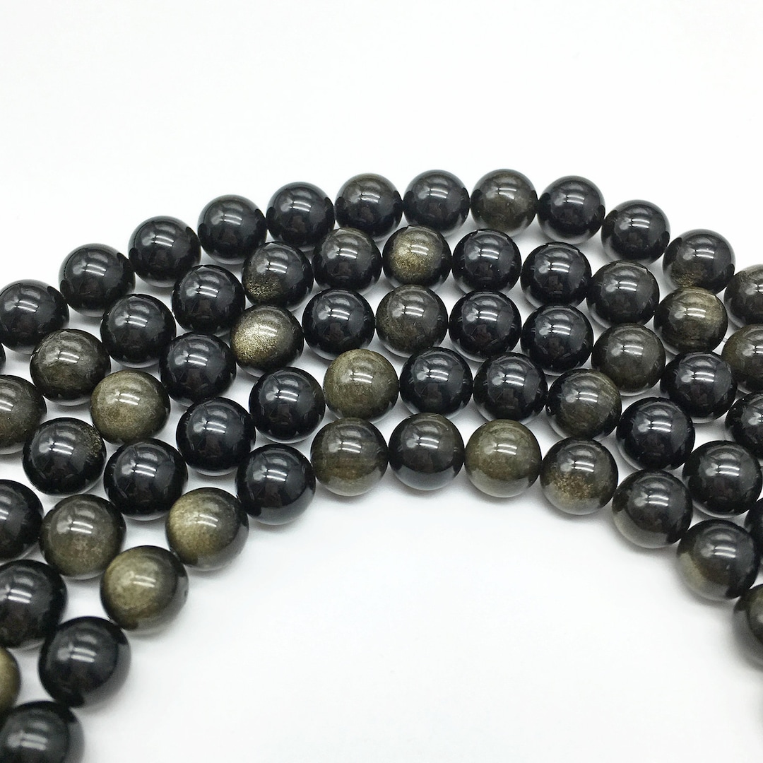 8mm Gold Obsidian Beads, Round Gemstone Beads, Wholesale Beads - Etsy