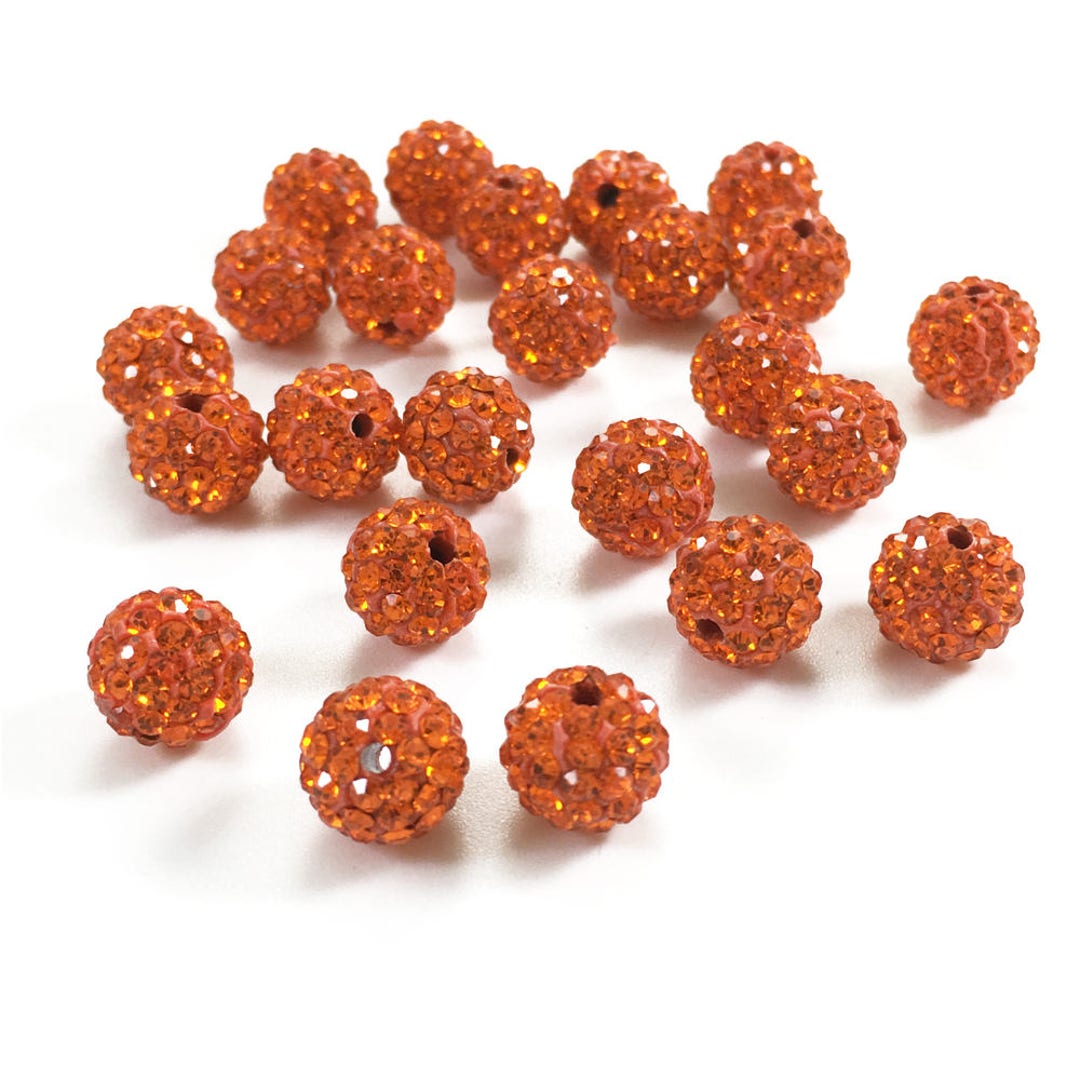 50pcs Orange Crystal Ball Beads Crystal Pave Beads Wholesale - Etsy