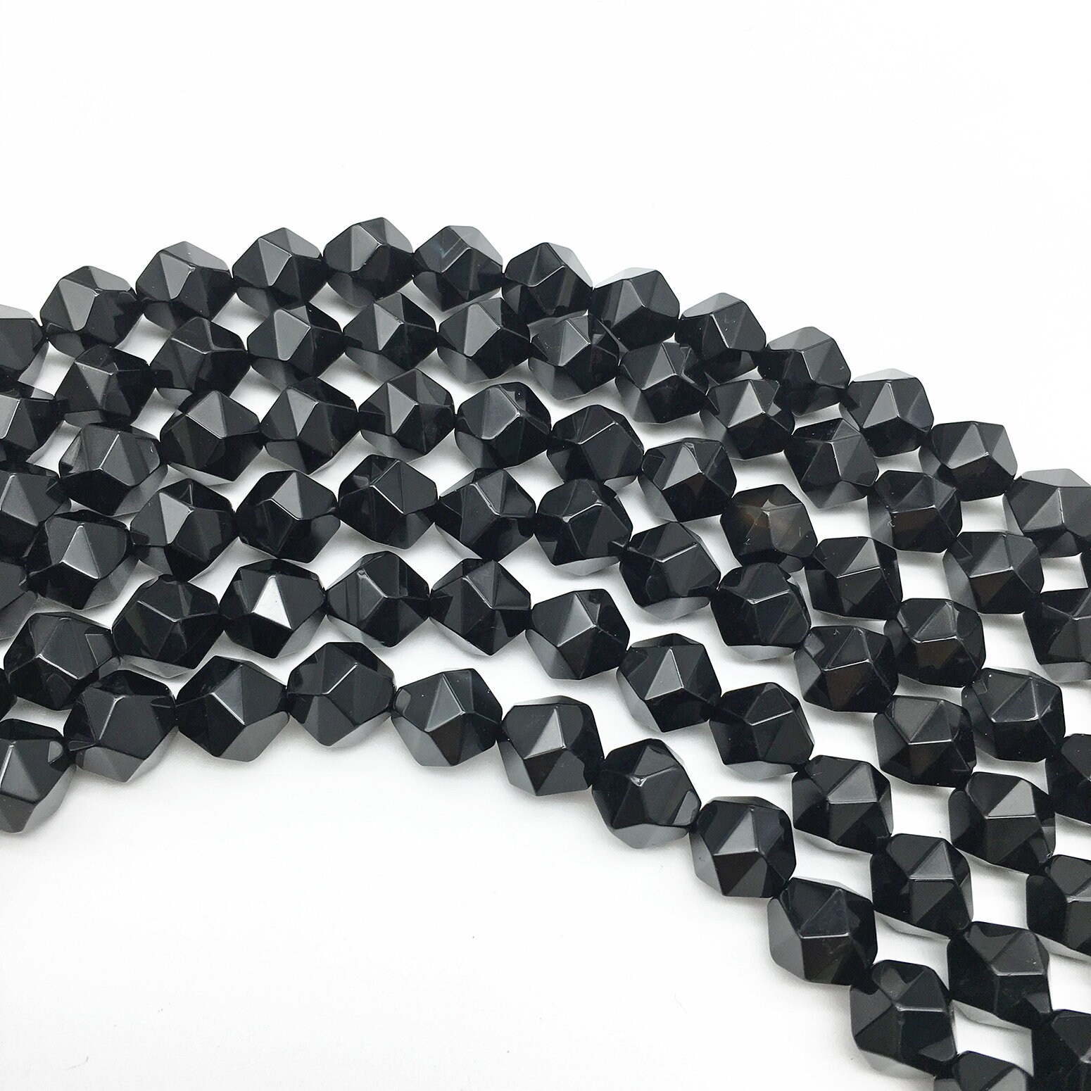 Faceted Black Onyx Beads Star Cut Beads Gemstone Beads 8mm | Etsy