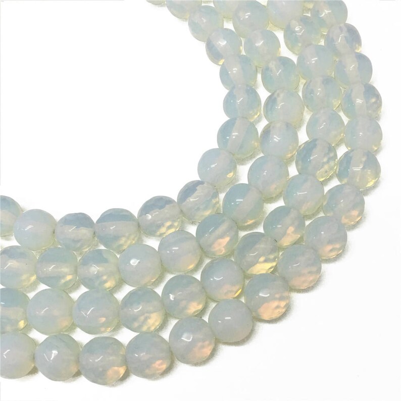 8mm Faceted Opalite Beads Translucent Opal Beads Gemstone | Etsy
