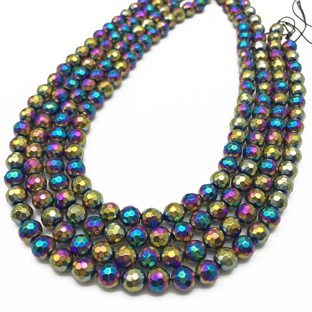 8mm Faceted Hematite Beads, Rainbow Hematite Beads, Hematite Jewelry - Etsy