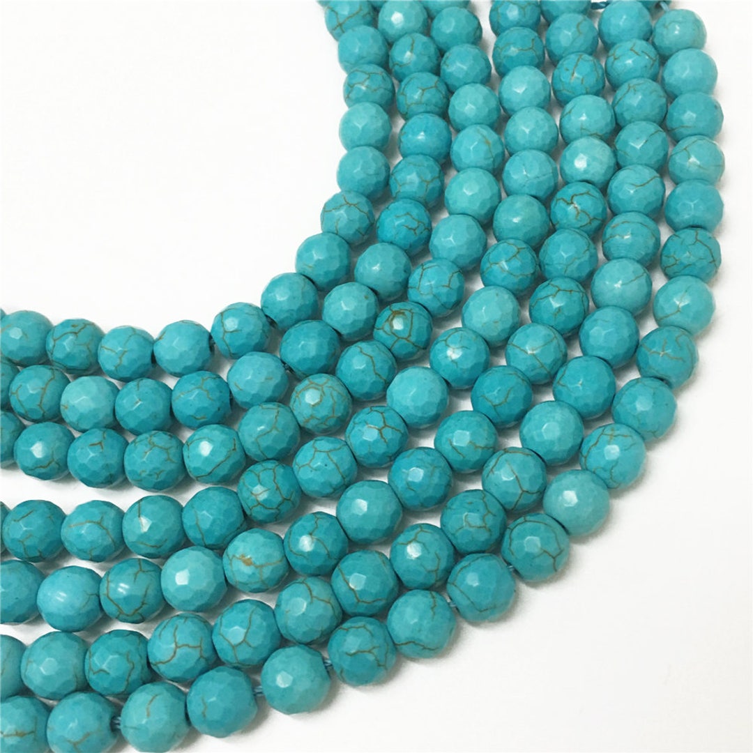8mm Faceted Turquoise Beads, Howlite Turquoise Beads, Gemstones Beads ...