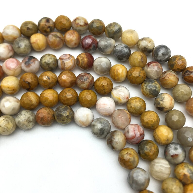 8mm Faceted Crazy Lace Agate Beads Yellow Crazy Lace Agate - Etsy