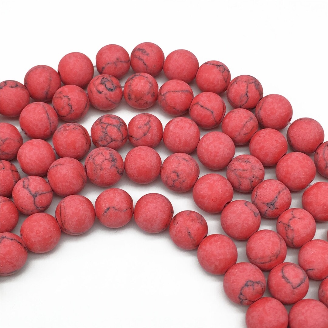 10mm Matte Red Turquoise Beads Round Gemstone Beads - Etsy