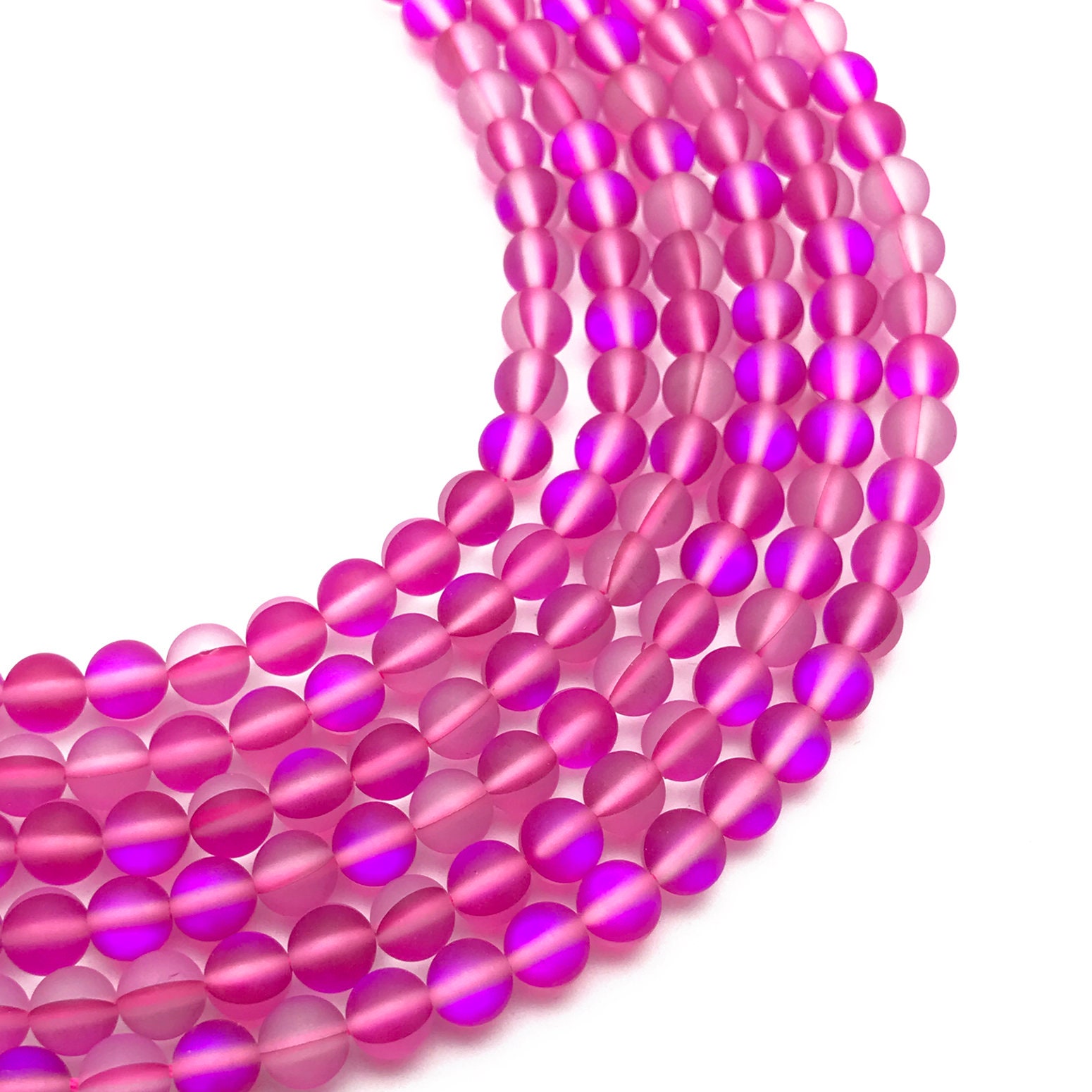 6mm Mystic Aura Quartz Beads Matte Fuchsia Quartz Beads | Etsy