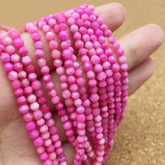 3mm 2 Full Strands Faceted Pink Jade Beads Gemstone Beads | Etsy