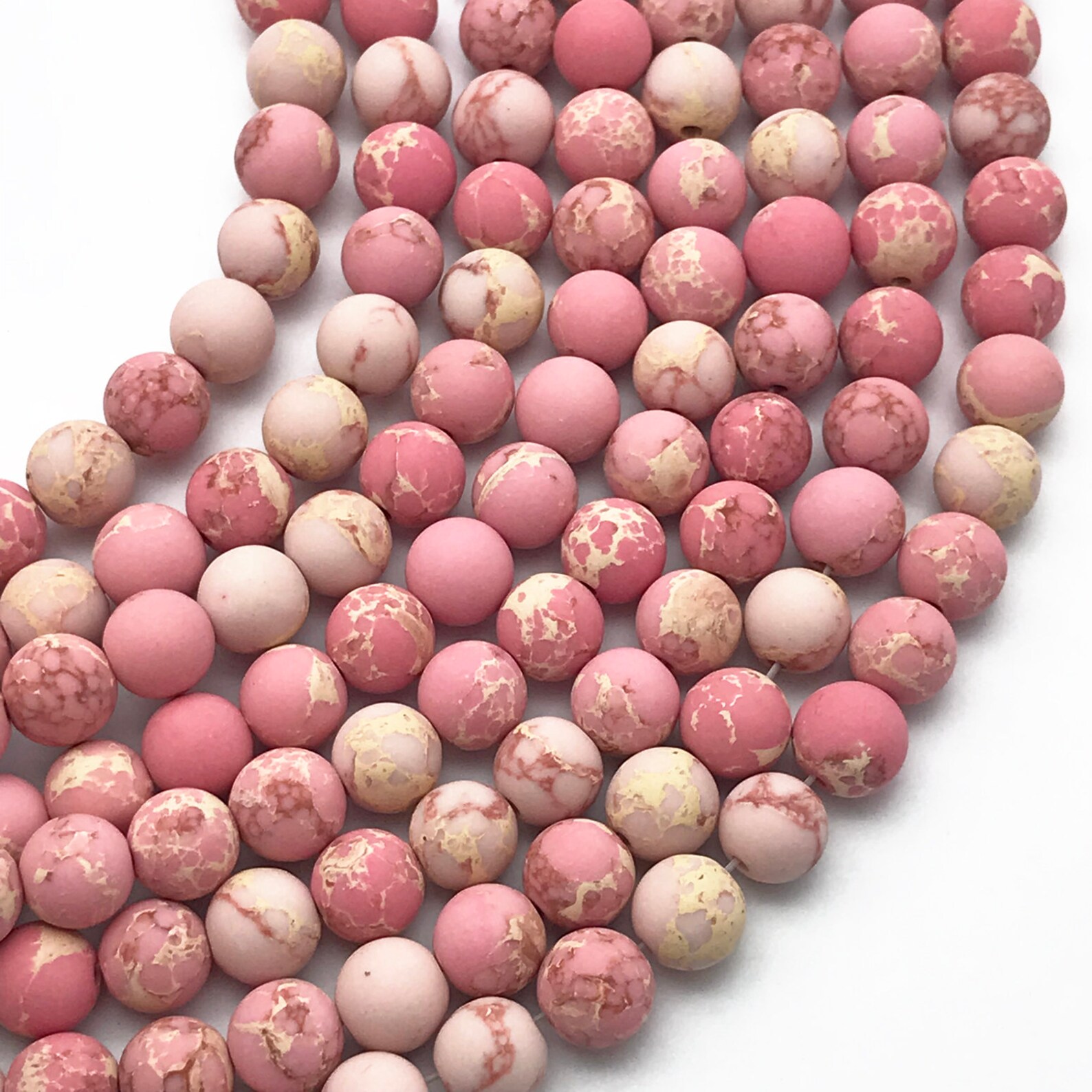 10mm Matte Pink Imperial Jasper Beads Sea Sediment Jasper | Etsy