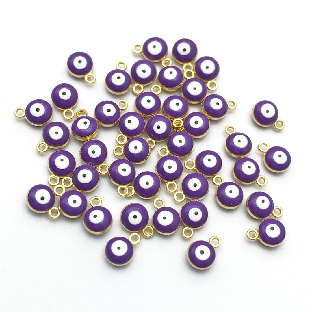 50pcs Dark Purple Evil Eye Charms Gold Plating Evil Eye - Etsy