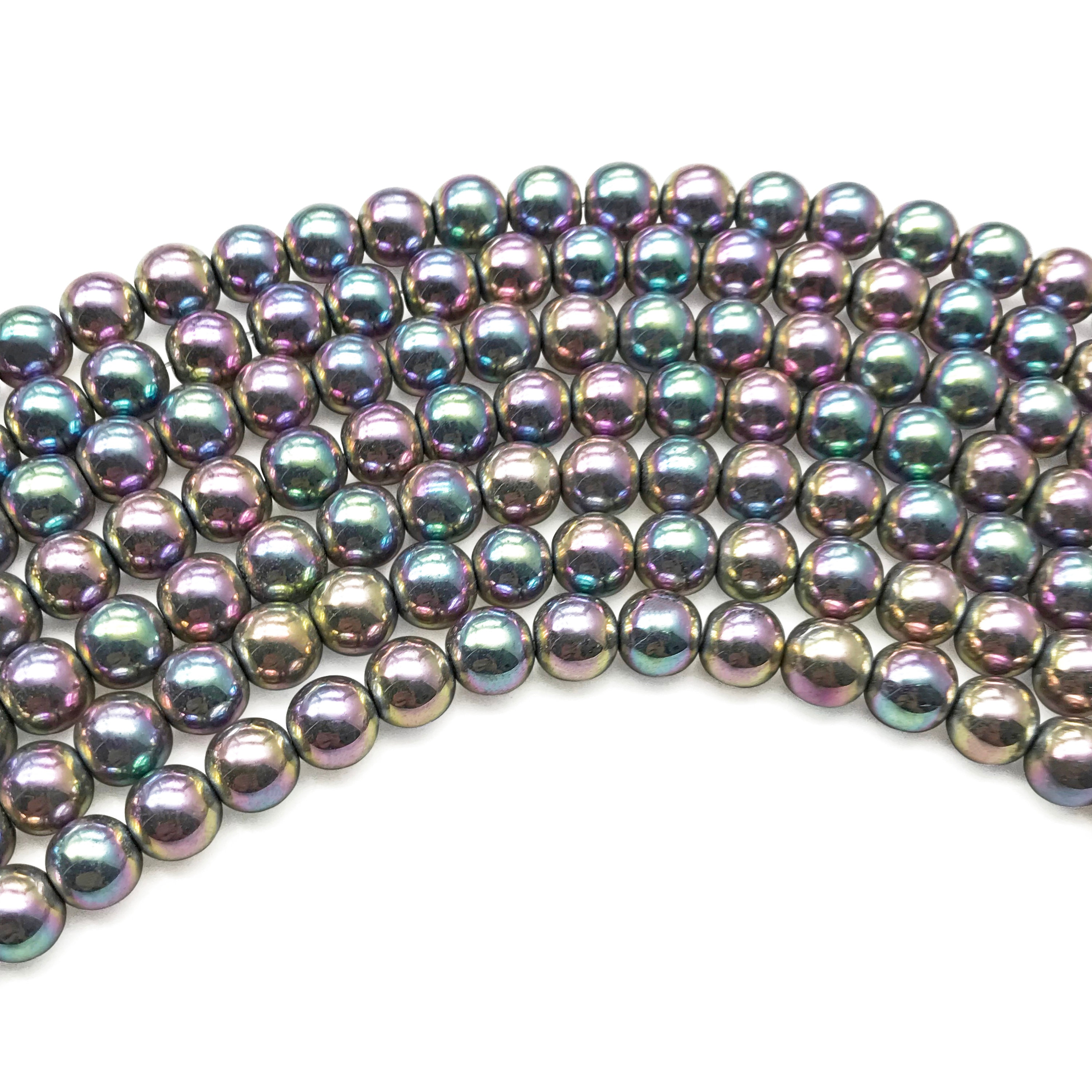 8mm Rainbow Hematite Beads Round Beads Hematite Jewelry Etsy