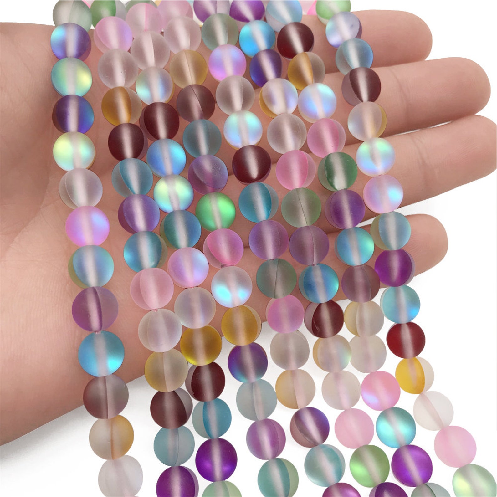 8mm Matte Mystic Aura Quartz Beads Mixed Color Quartz Beads | Etsy