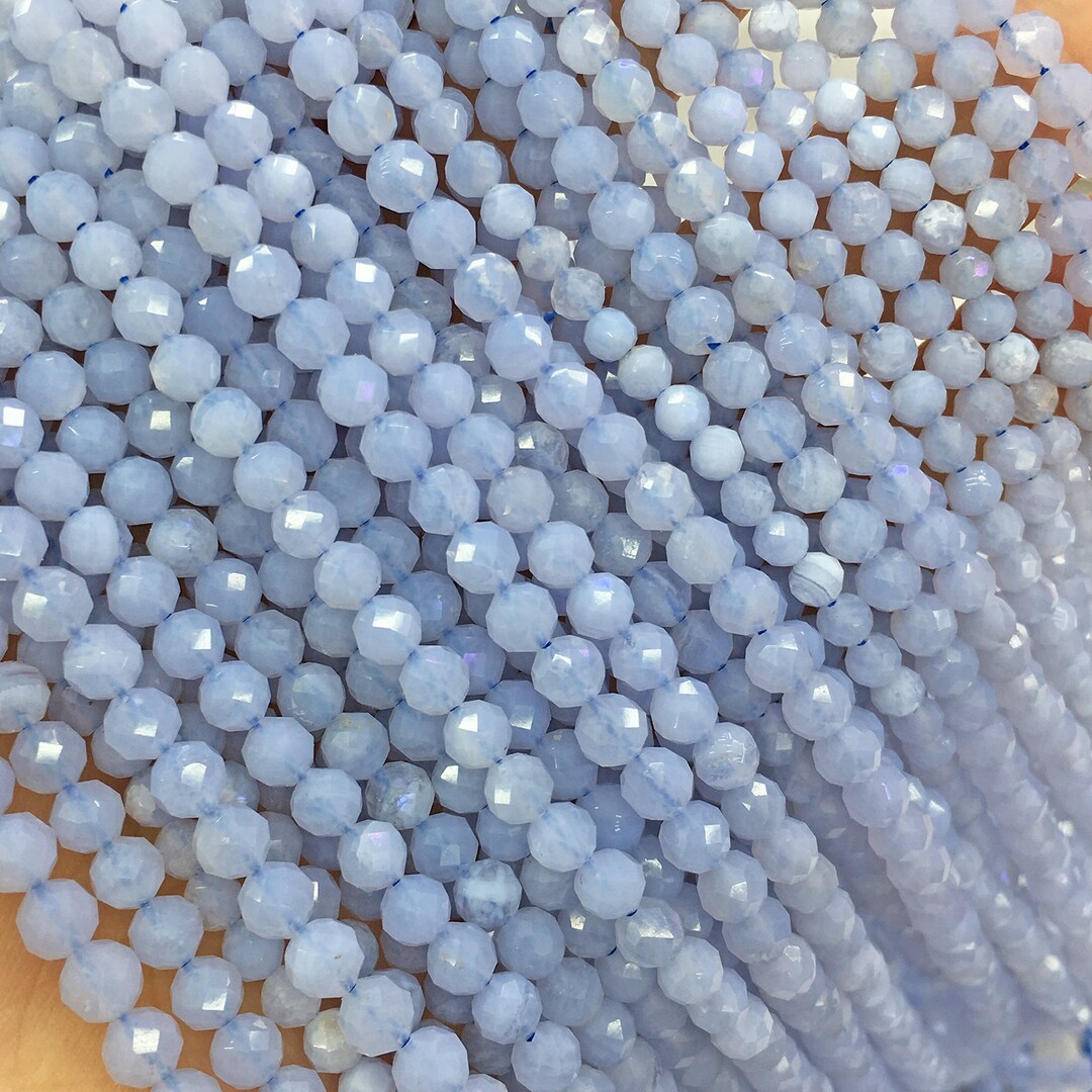 Faceted Blue Lace Agate Beads Round Gemstone Beads Wholesale - Etsy