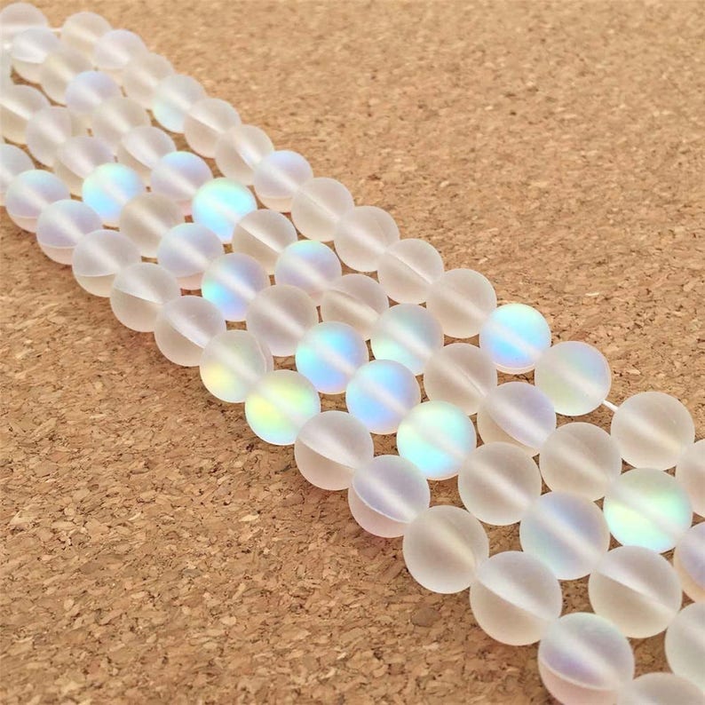 10mm Mystic Aura Quartz Beads Matte White Quartz Beads | Etsy