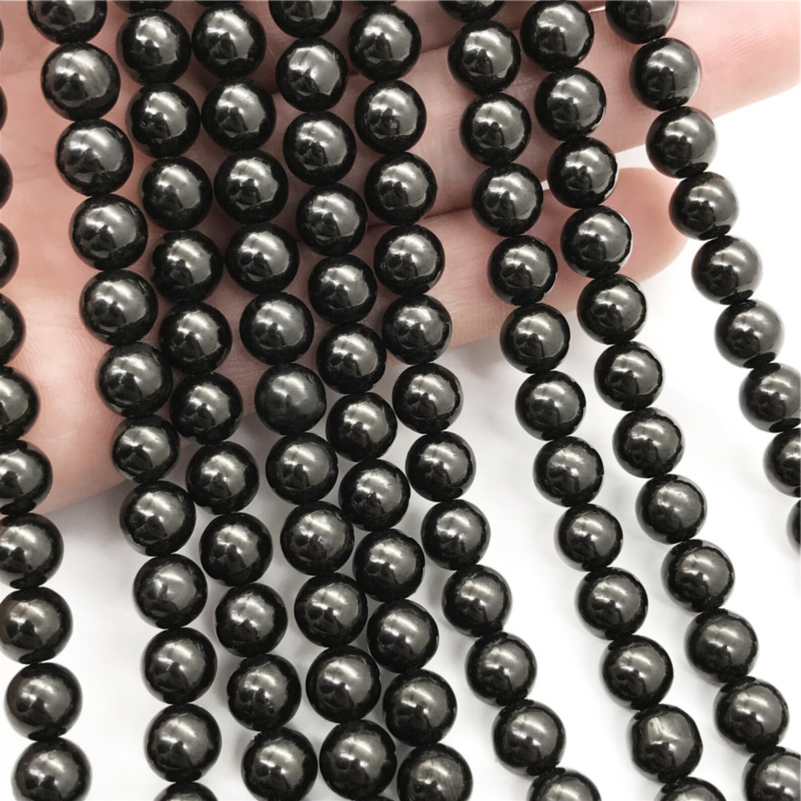 10mm Jet Beads Black Stone Beads Round Gemstone Beads | Etsy