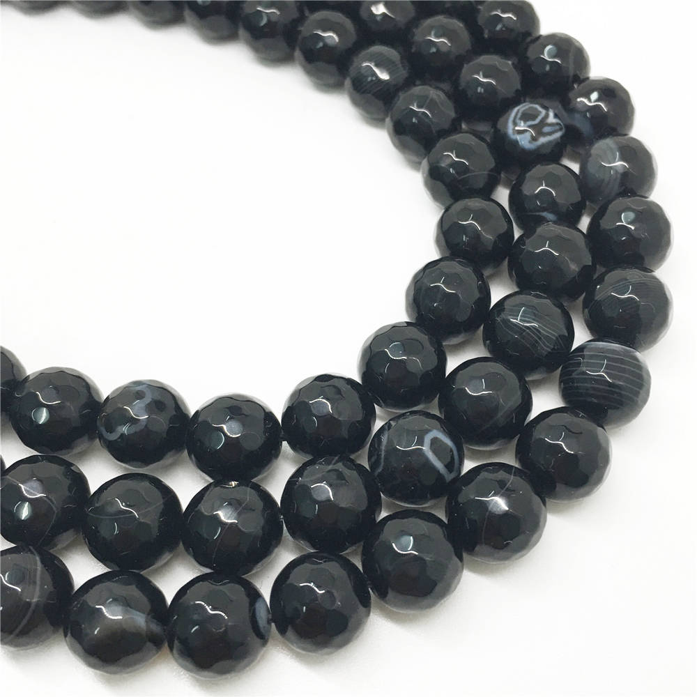 10mm Faceted Agate Beads Black Agate Beads Gemstone Beads | Etsy