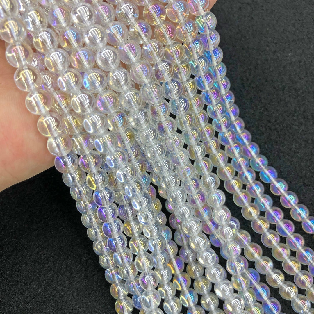 White Angel Aura Quartz Beads, Round Crystal Beads, Wholesale Beads ...