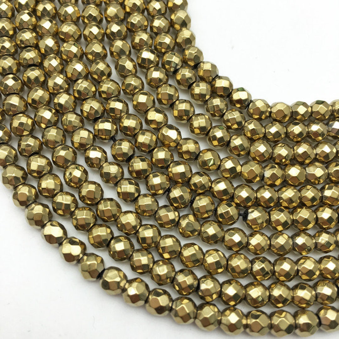8mm Faceted Gold Hematite Beads Hematite Jewelry - Etsy