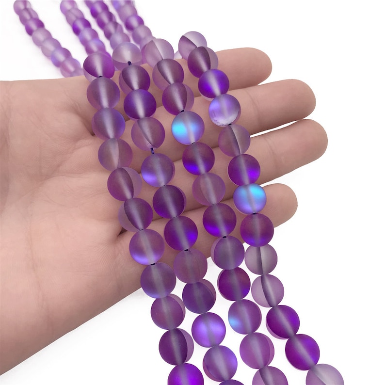 8mm Matte Mystic Aura Quartz Beads Dark Purple Quartz Beads | Etsy