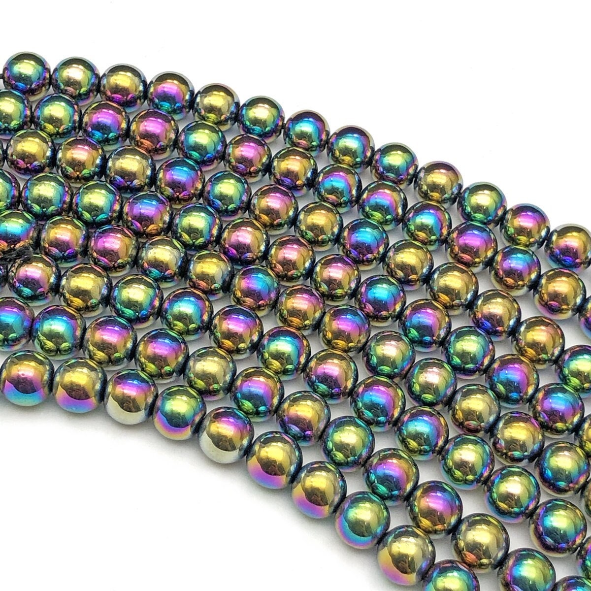 Rainbow Hematite Beads Round Hematite Beads Hematite Etsy Uk