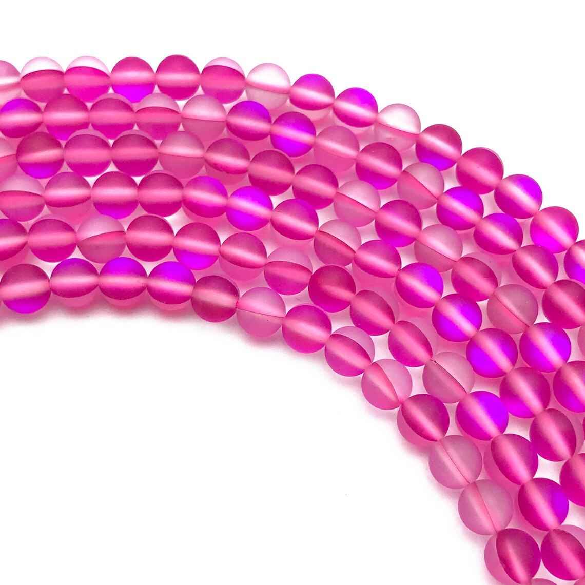 6mm Mystic Aura Quartz Beads Matte Fuchsia Quartz Beads | Etsy