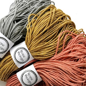 Sparkling Polyester Cord, Diameter 5 Mm 0.19'', Shiny Polyester Cord ...