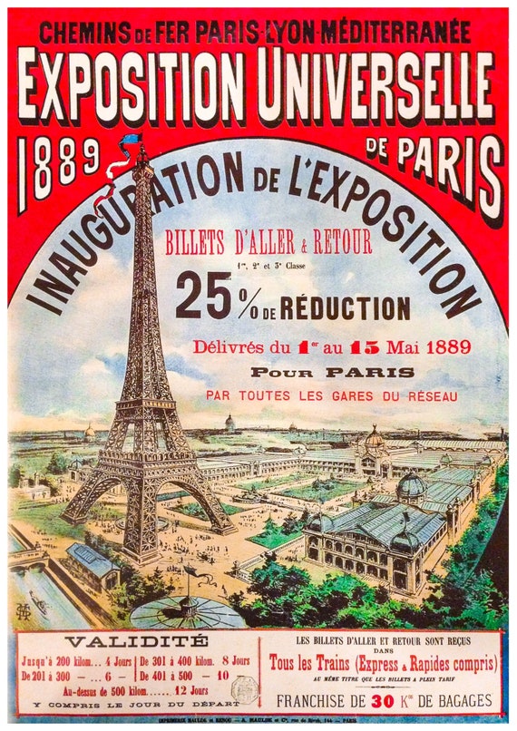 Paris World's Fair 1889 Poster Art Print Canvas Print - Etsy