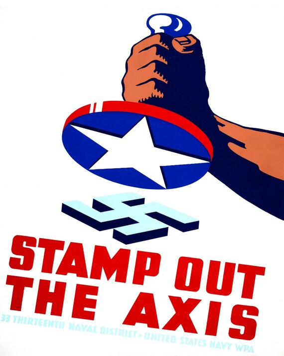 War Propaganda Poster Stamp Out The Axis Us Navy Art Print Etsy Canada