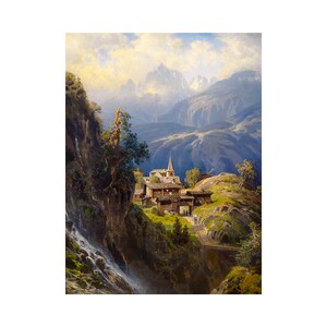 Adolf Mosengel, Village in the Bernese Alps, 1885 | Art Print | Canvas ...