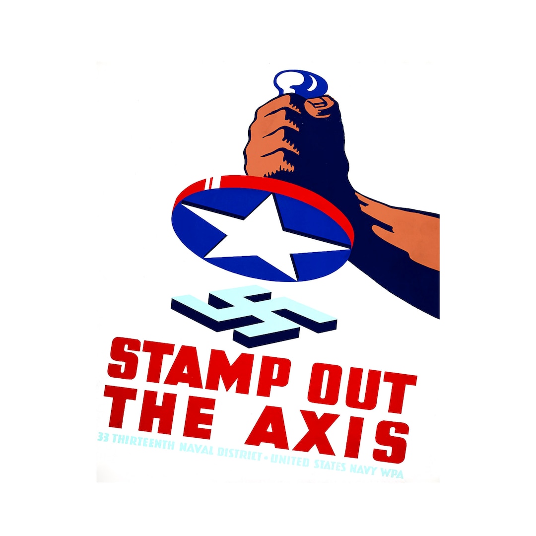War Propaganda Poster, Stamp Out the Axis, US Navy | Art Print | Canvas ...