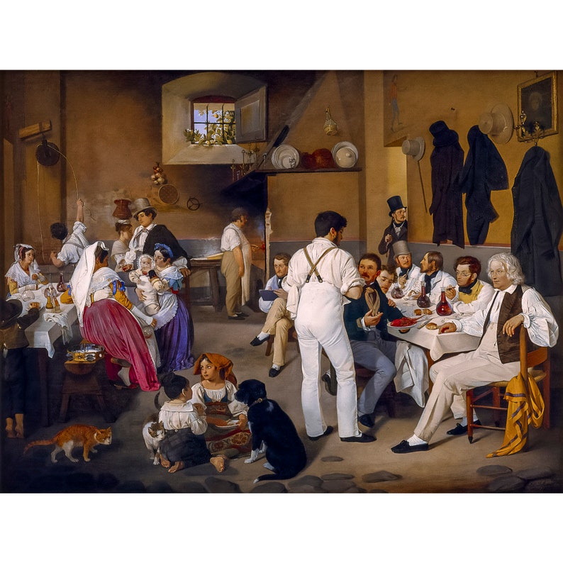 Ditlev Blunck, Danish Artists at the Osteria La Gensola in Rome, 1837 ...