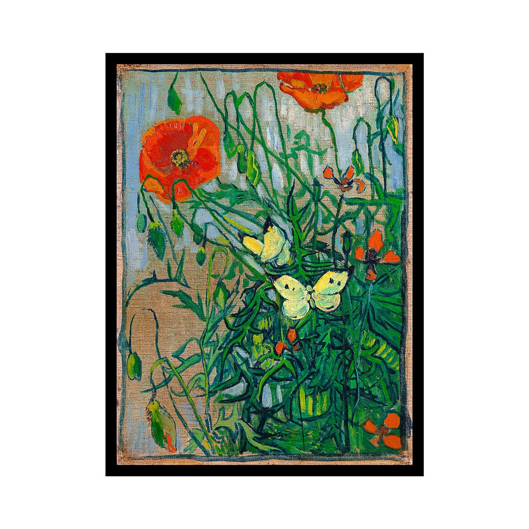Van Gogh, Butterflies and Poppies, 1889 | Art Print | Canvas Print ...