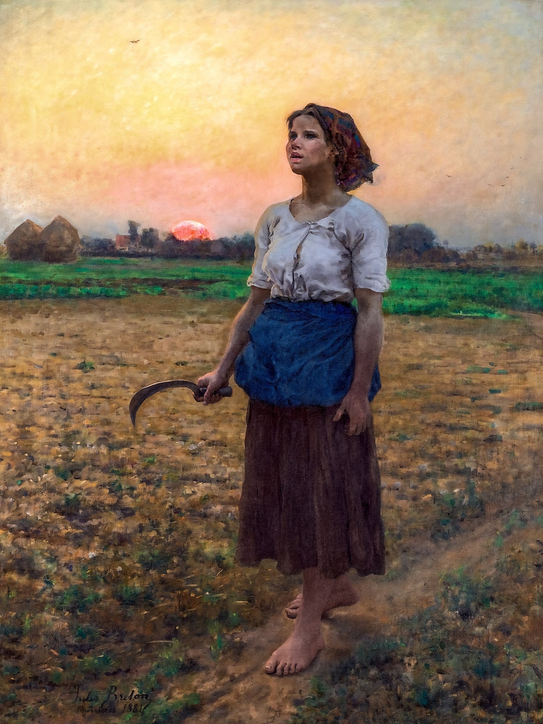 Jules Adolphe Breton The Song Of The Lark 1884 Art Print Etsy
