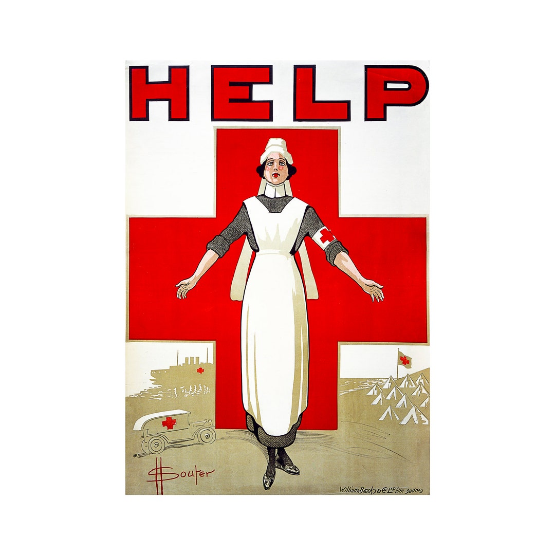 War Propaganda Poster, Red Cross | Art Print | Canvas Print | Fine Art ...