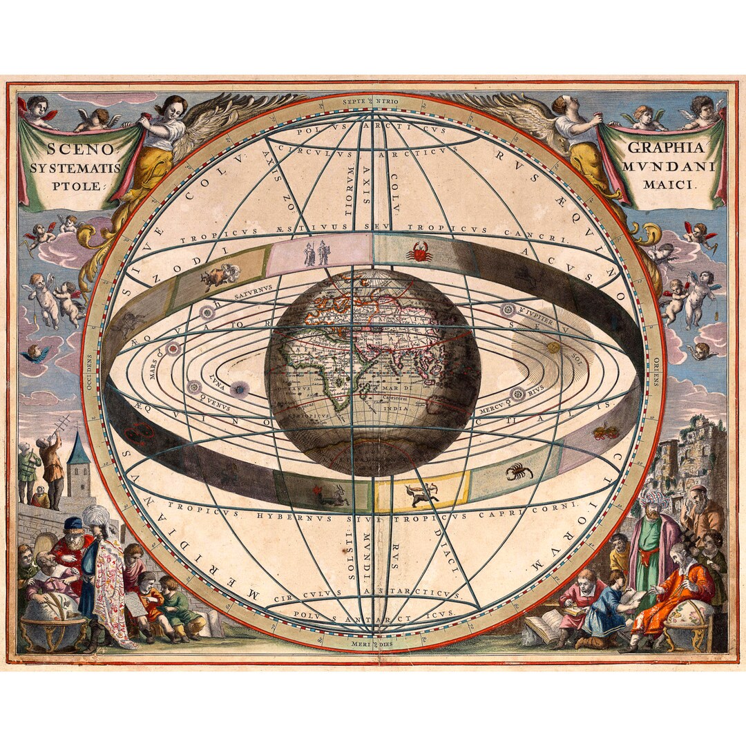 Celestial Chart of the Zodiac, Astrology Map, 1660 | Art Print | Canvas ...