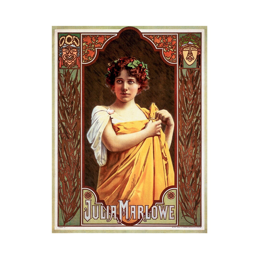 Julia Marlowe, Theatre Poster Art Print Canvas Print Fine Art Poster ...
