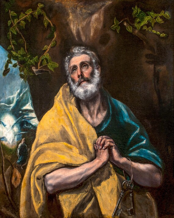 El Greco Saint Peter in Tears 1596 Art Print Canvas - Etsy
