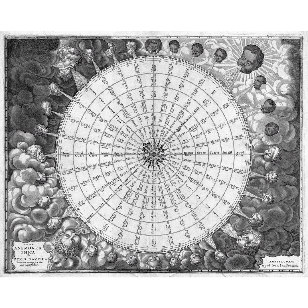 Geographicus, Map of Winds, Jansson Wind Rose, Anemographic Chart,1650 ...