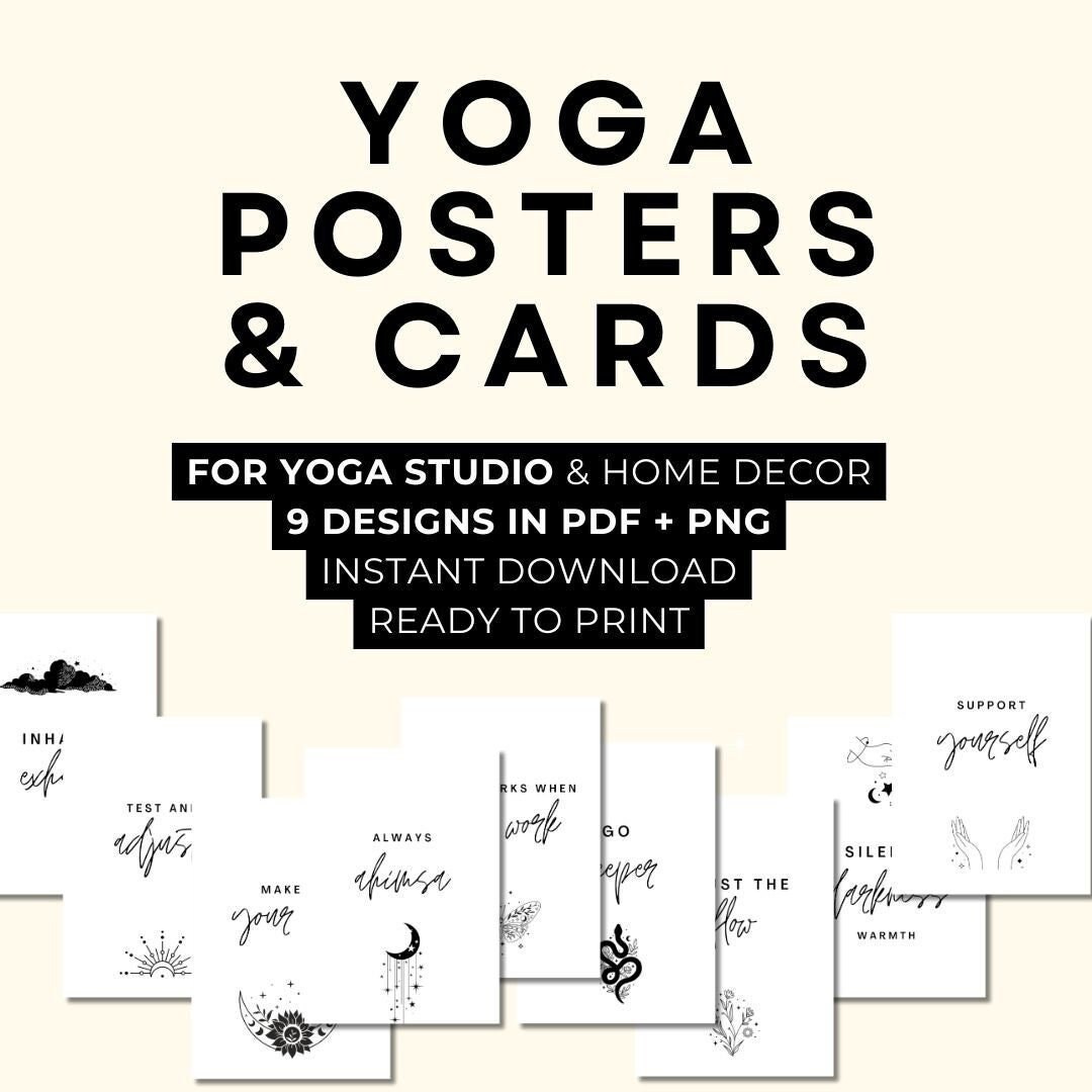 Yoga Posters Printable Set of 9 Yoga Prints Minimalist Celestial Yoga ...