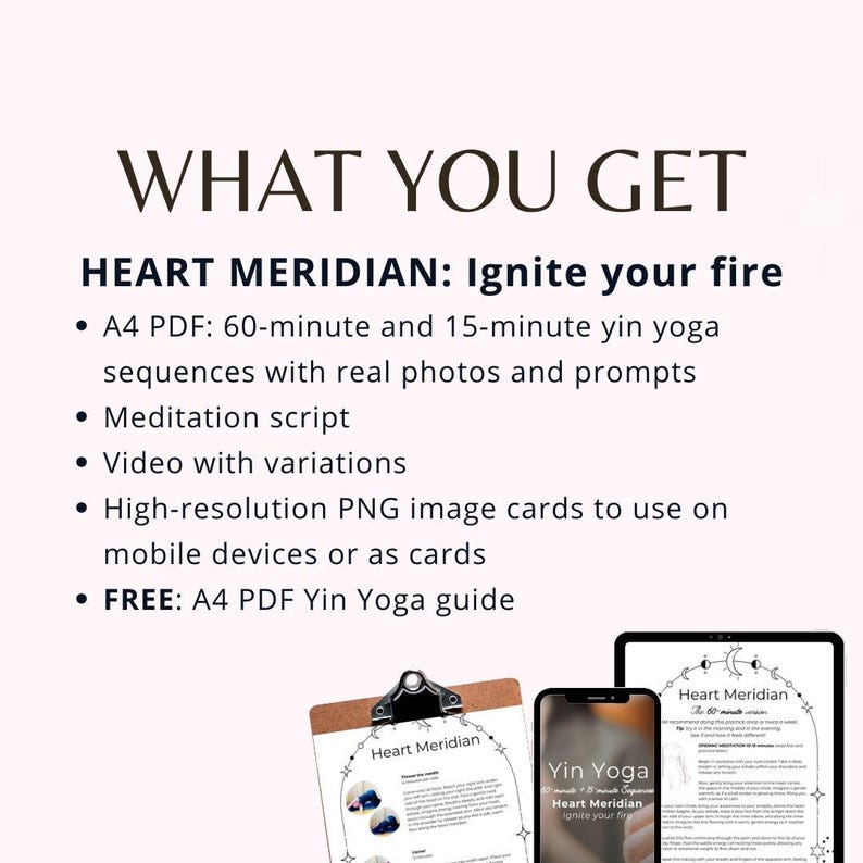 Heart Meridian Yin Yoga Sequence: 60-minute Class Plan (PDF & PNG ...