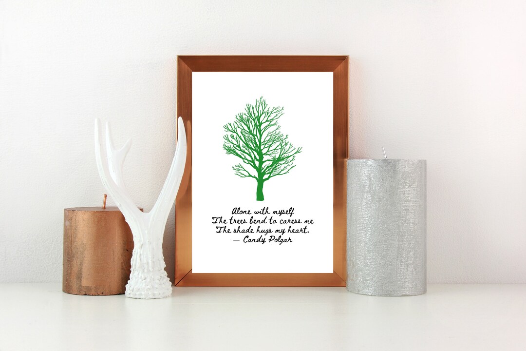Poem Quote Green Poster, Nature Boho Digital Print, Minimalist Tree ...