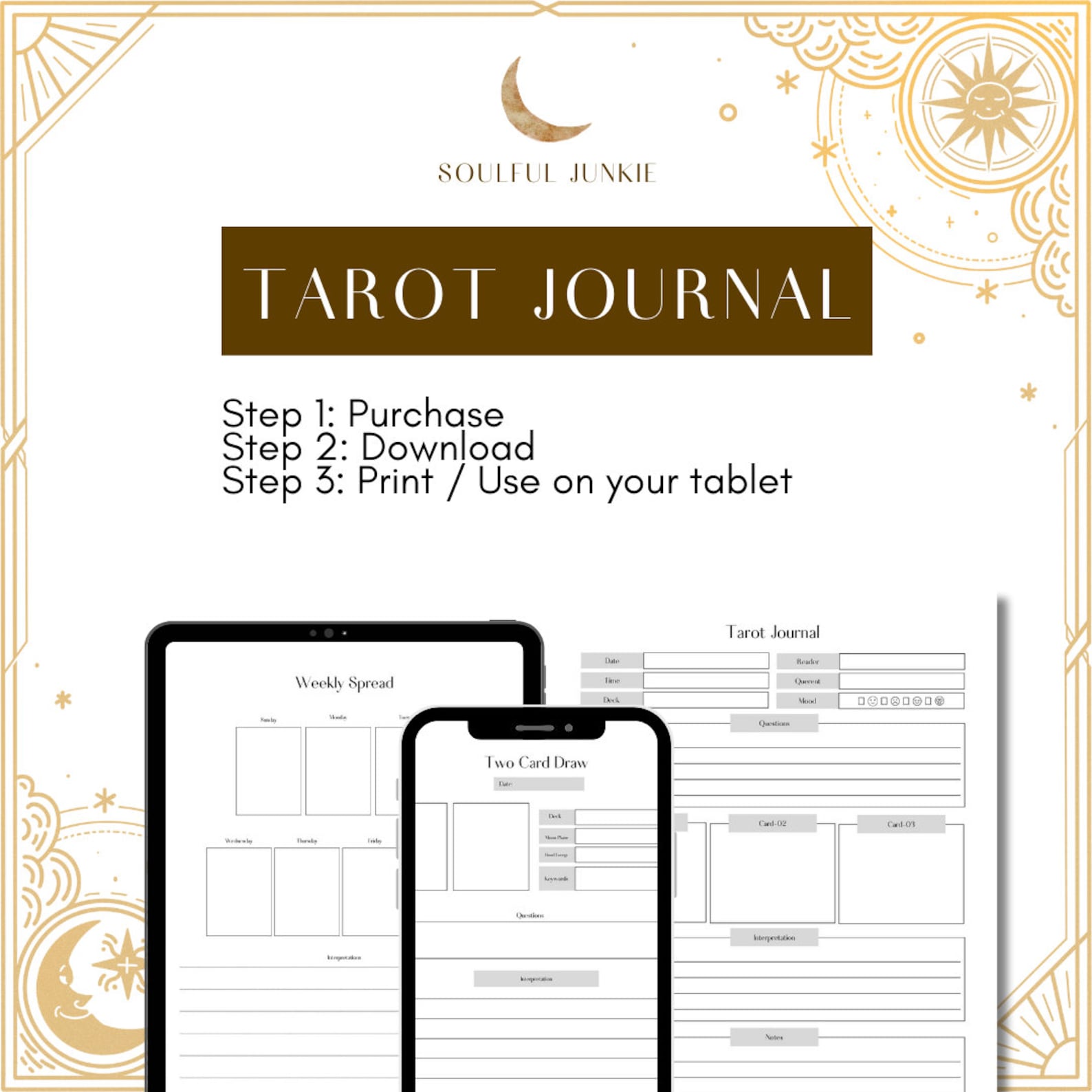 Printable Tarot Journal for Beginners | 102 Pages Daily Readings ...
