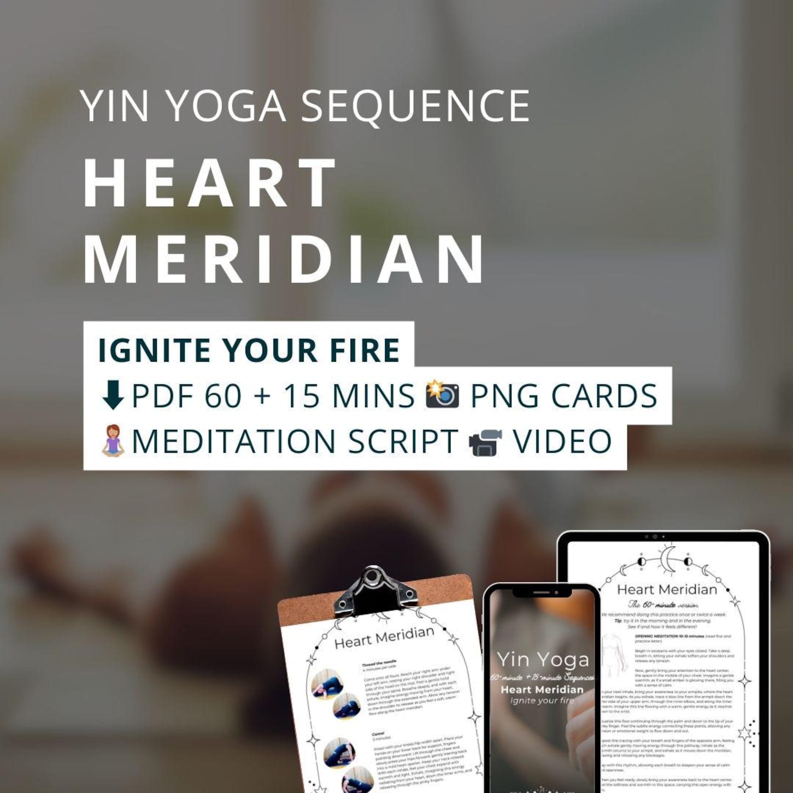 Heart Meridian Yin Yoga Sequence: 60-minute Class Plan (PDF & PNG ...