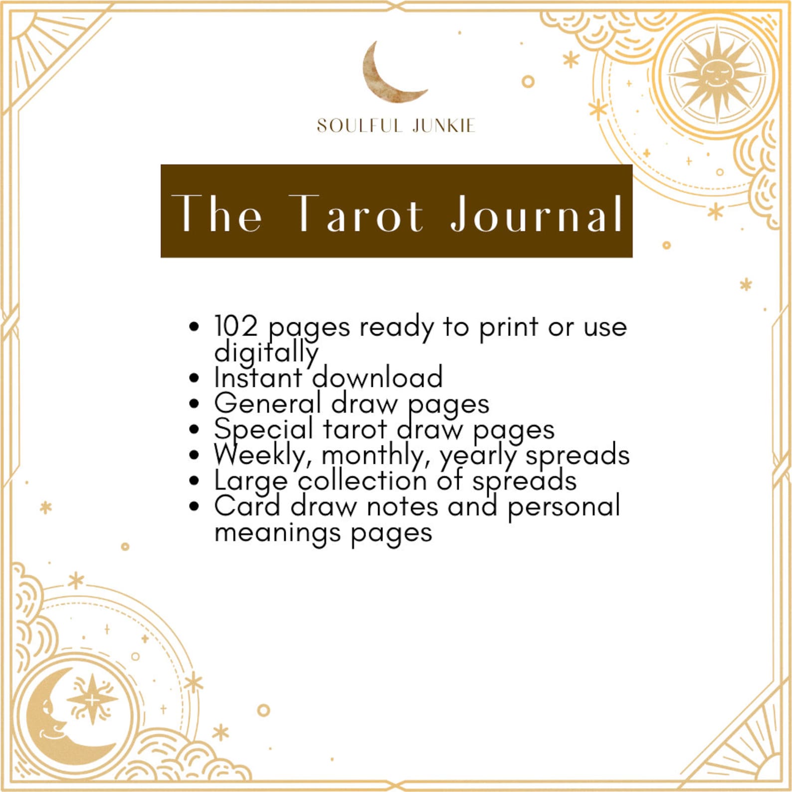 Printable Tarot Journal for Beginners | 102 Pages Daily Readings ...